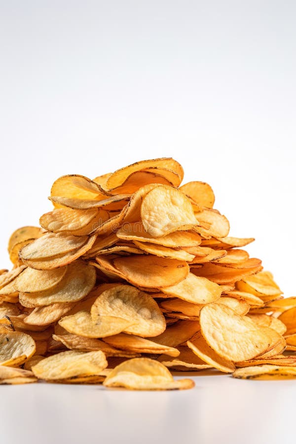 Small Stack of Delicious Crispy Potato Chips. Potato Chips Stock ...