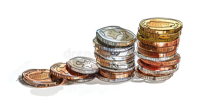A Pile Small Stack of Fantasy Copper Stock Illustration - Illustration ...