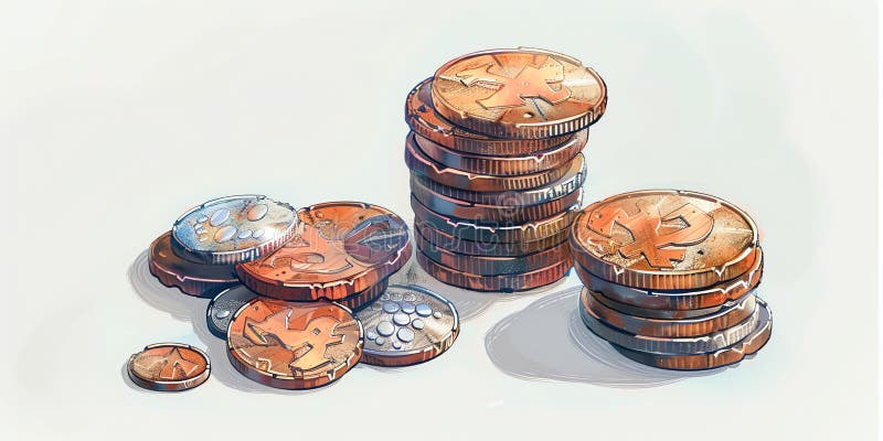 A Pile Small Stack of Fantasy Copper Stock Illustration - Illustration ...