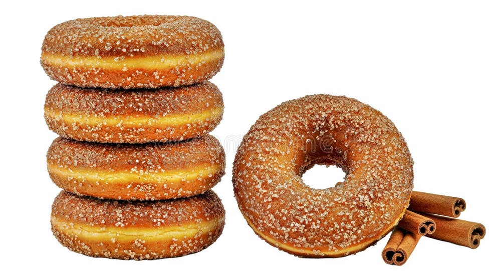 Small Stack Offset Cider Doughnuts Cinnamon Sugar Coated Surface ...