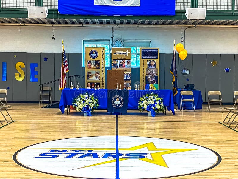 Small Stage with Table and Podium at a Graduation Ceremony. Editorial ...