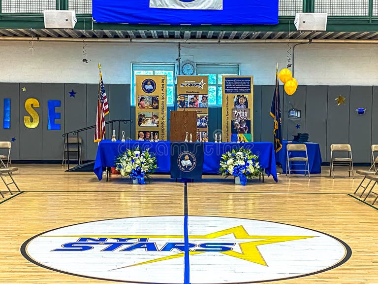 Small Stage with Table and Podium at a Graduation Ceremony. Editorial ...