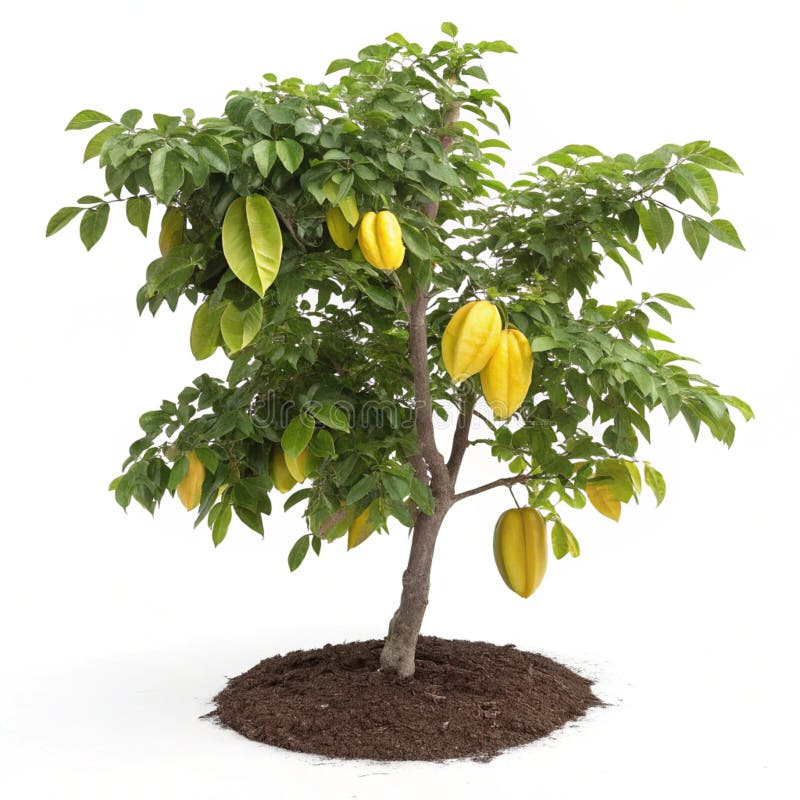 Small Starfruit Tree with Starfruit on White Background Stock ...