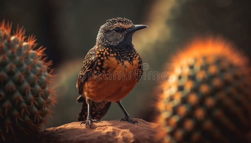 Small Starling Perching on Branch, Feathers Multi Colored, Close Up ...