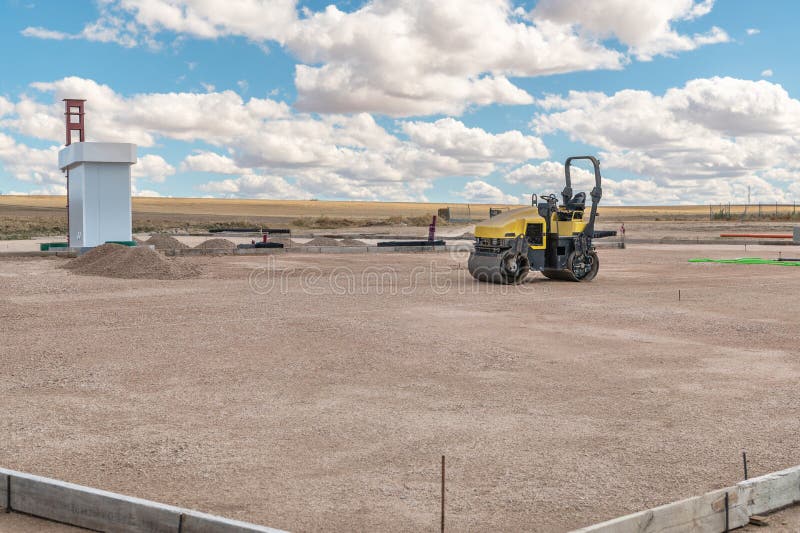 Small Steamroller Repairing a Highway Stock Image - Image of pavement ...