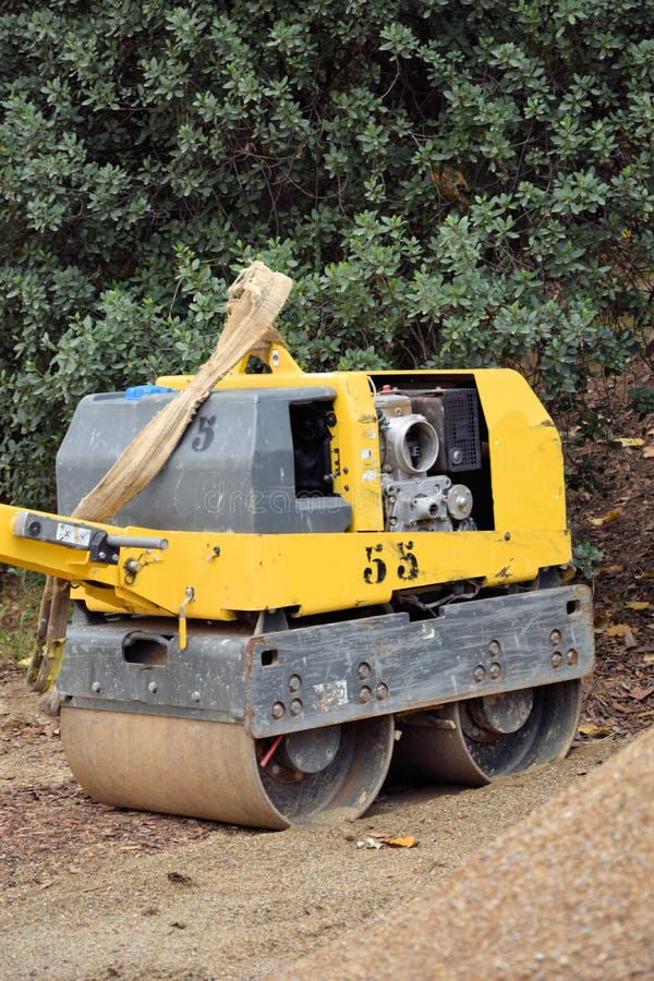Small Steamroller Repairing A Highway Stock Image - Image of pavement ...