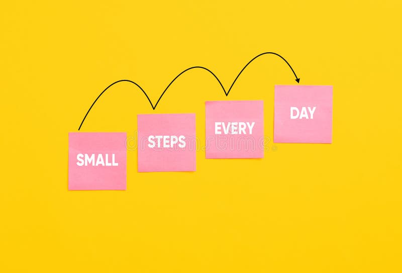 Small Steps Every Day on Stairs of Note Papers. Personal Growth ...
