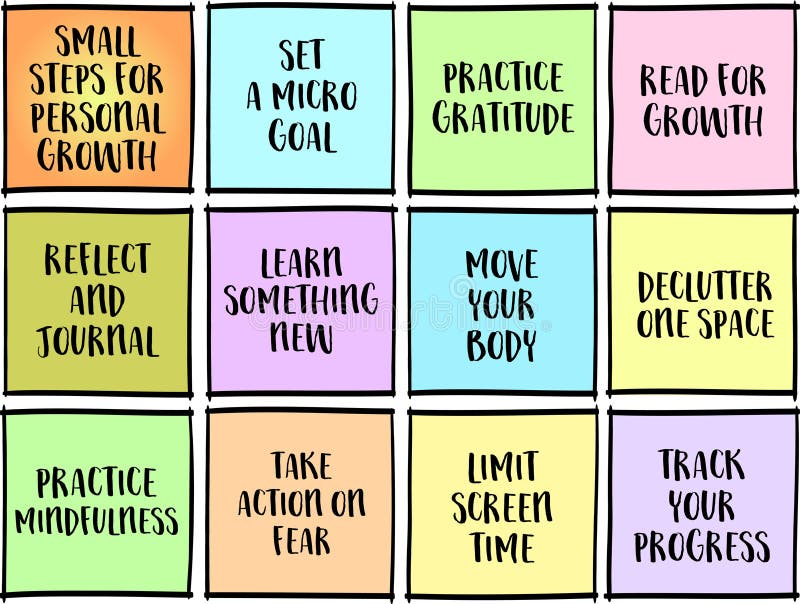 Small Steps for Personal Growth - Set of Inspirational Notes Stock ...