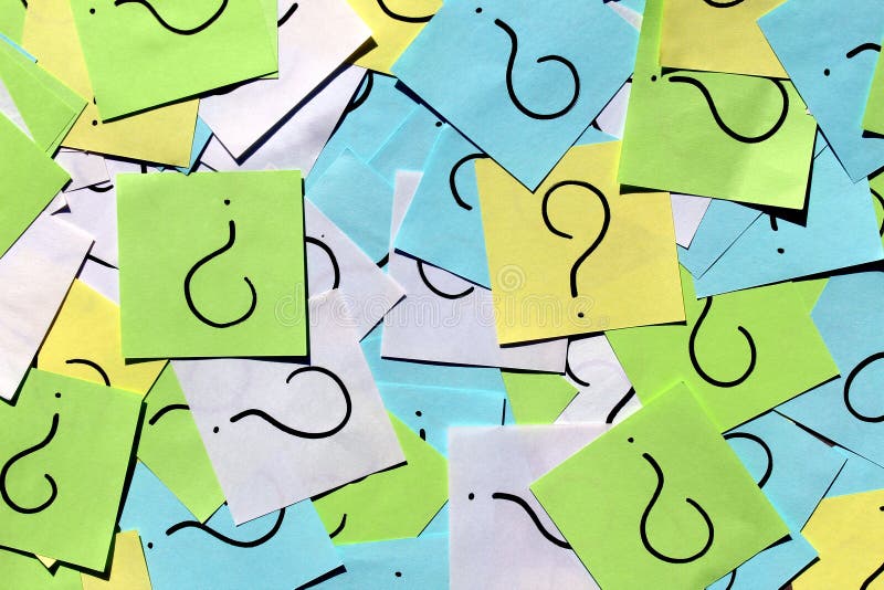 Small Stickers with a Question Mark are Scattered on the Surface Stock ...