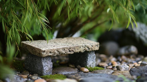 A Small Stone Bench Sits in a Garden Setting, Made from a Flat ...