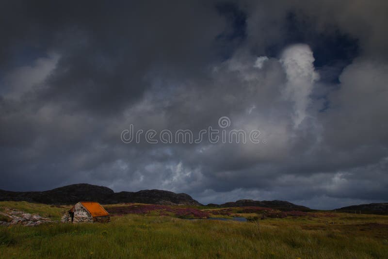 Small Stone Hut Next To a Loch Stock Photo - Image of hebrides ...