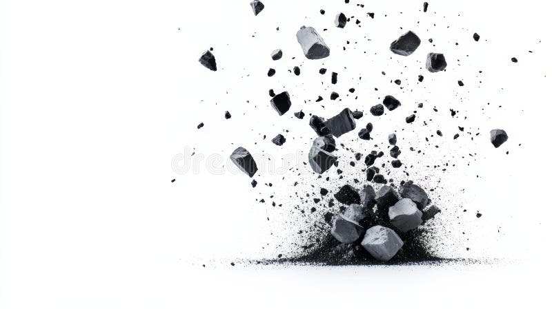 Small Stone Particles Exploding in Front of White Background an ...