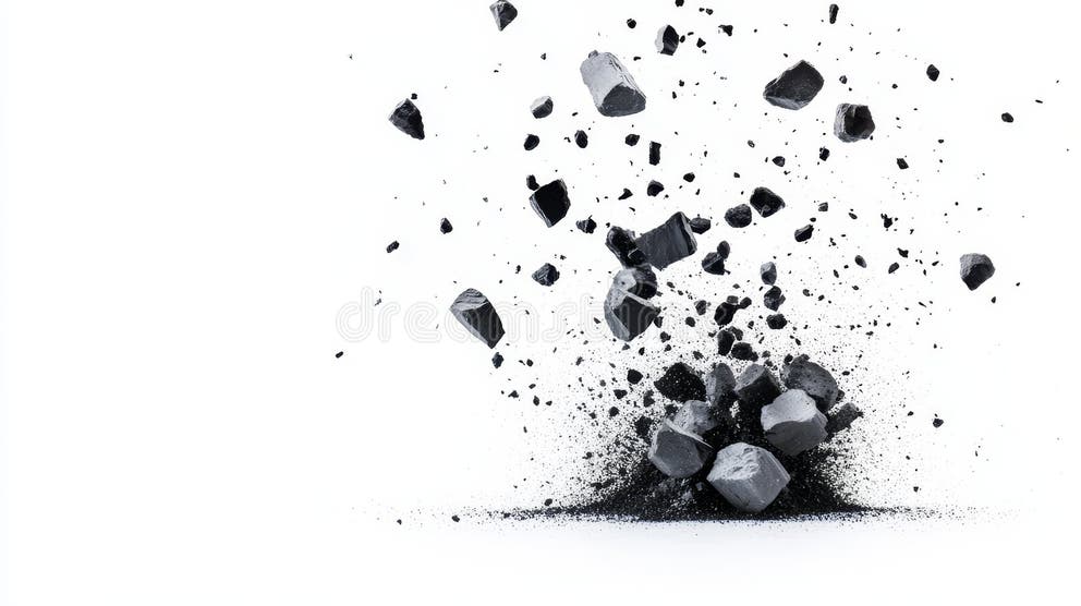 Small Stone Particles Exploding in Front of White Background an ...