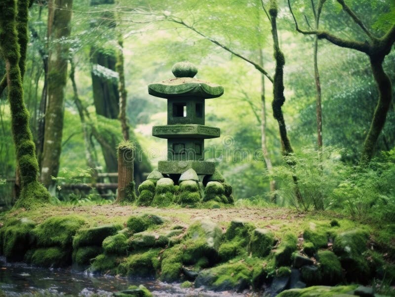 A Small Stone Structure in a Forest Stock Illustration - Illustration ...