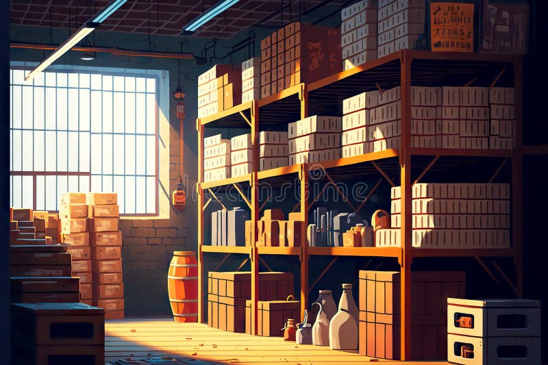 Small Storage Room Warehouse for Storing Boxes of Goods Stock ...