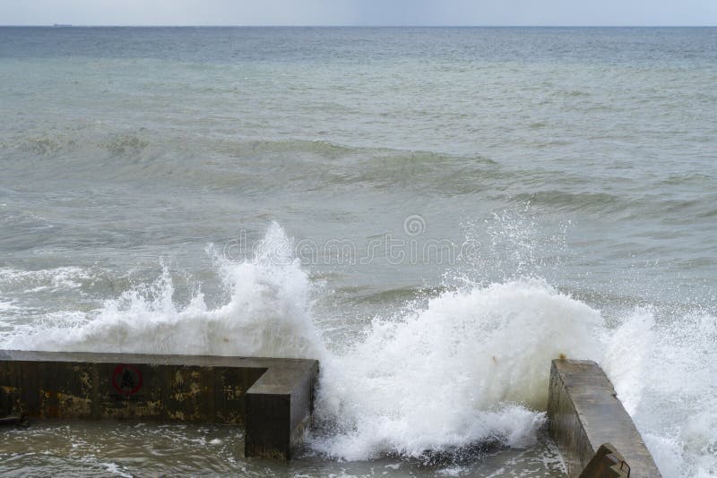 Small Storm on the Sea, Waves Hitting the Shore Stock Image - Image of ...
