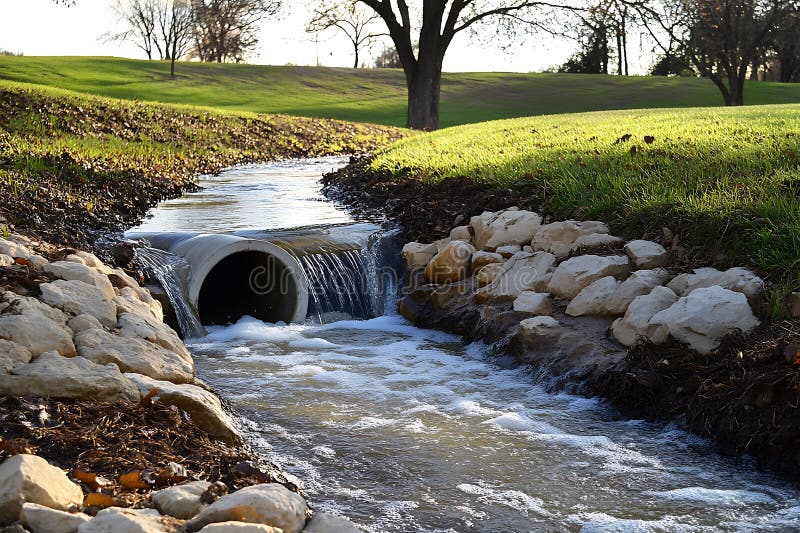 Stream Flowing through a Pipe Stock Illustration - Illustration of ...