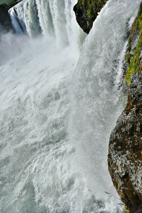 Small Stream of Godafoss Waterfall Seen from Above Stock Photo - Image ...