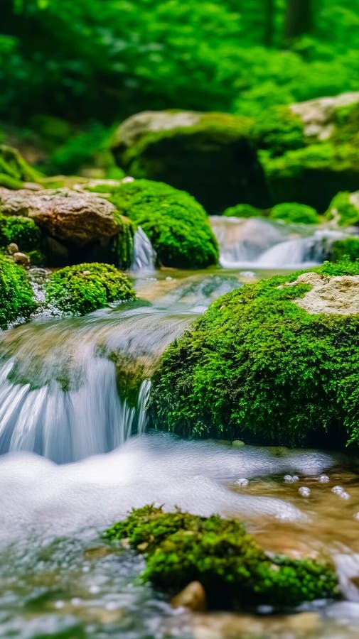 A Stream Running through a Forest Filled with Trees Stock Image - Image ...