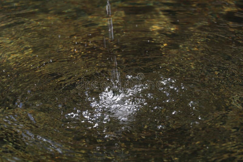 Small Stream of Water Falling in a Pond and Creating Ripples Stock ...