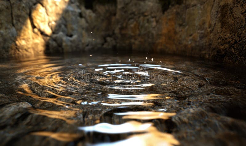 A Small Stream of Water is Flowing Down a Rocky Hill Stock Image ...