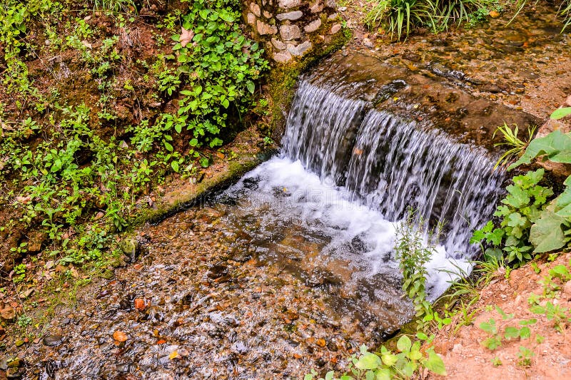 A Small Stream of Water Flows Down a Hillside Stock Photo - Image of ...