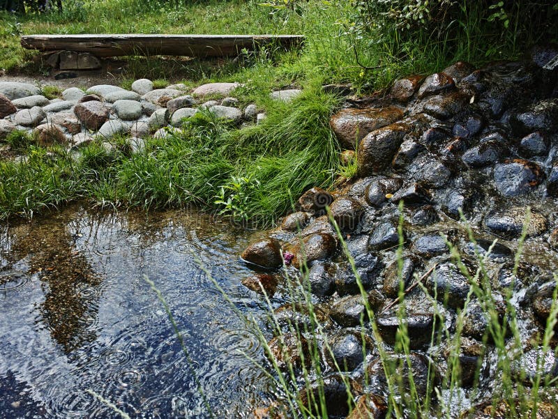 A Small Stream of Water Flows between Two Rocks Stock Image - Image of ...