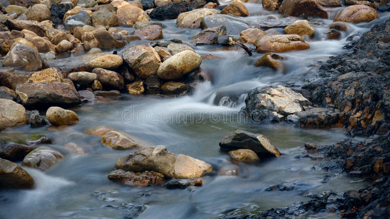 Small Streams Flowing between Rocks Stock Image - Image of river, slow ...
