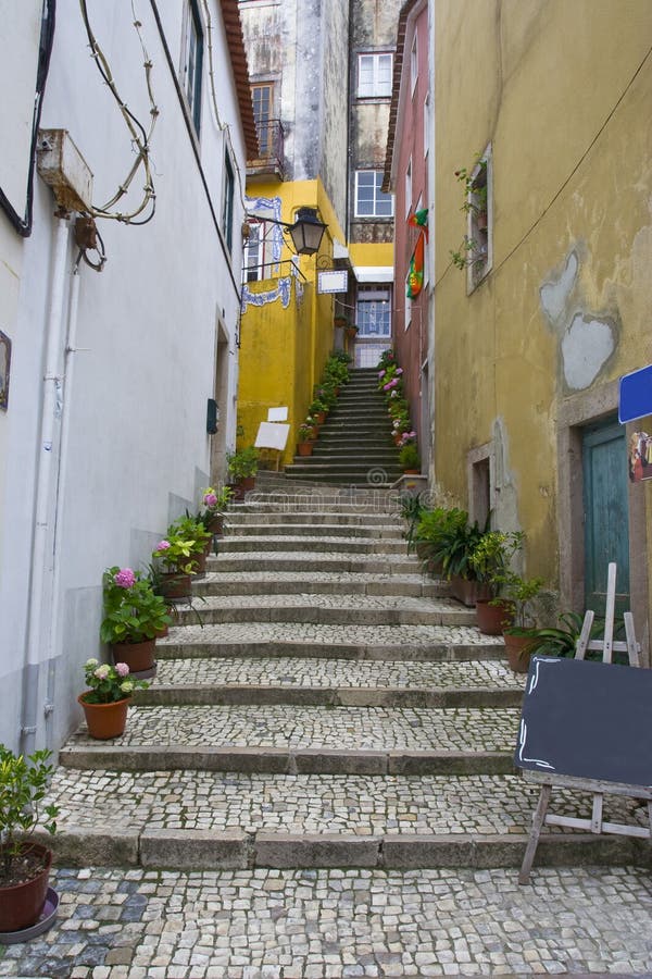 Small street stock image. Image of portugal, lamp, capitol - 5656005