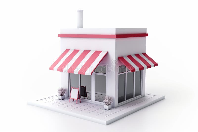 Small Street Cafe of Three-dimensional Elements, 3d Model Stock ...