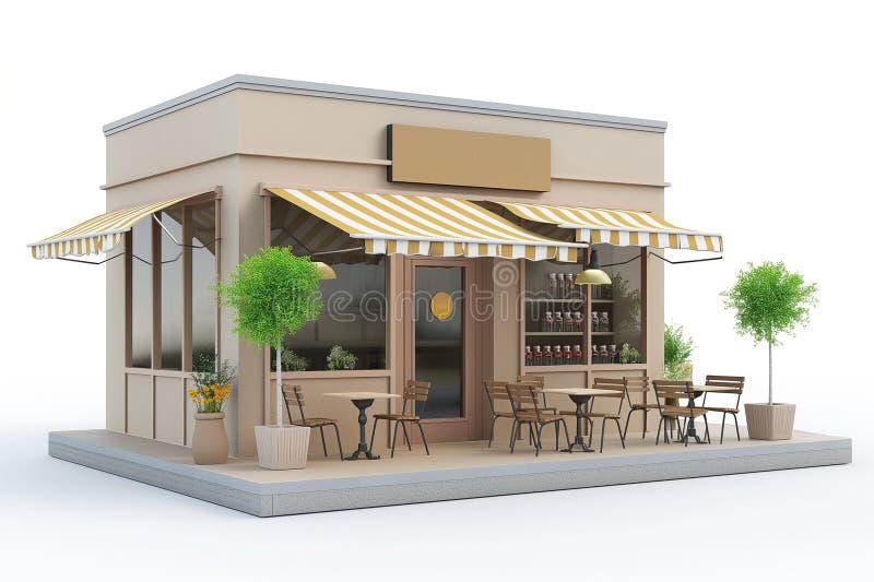 Small Street Cafe of Three-dimensional Elements, 3d Model Stock Photo ...