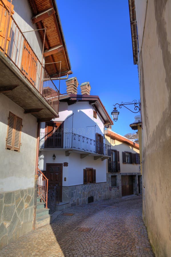 Small Street and Houses of Limone Piemonte. Stock Photo - Image of ...