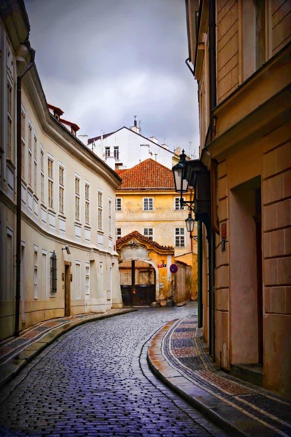Small street in Prague stock image. Image of destinations - 8994847