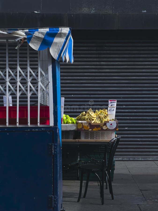 A Small Street Stall with Bananas and Apples Stock Image - Image of ...