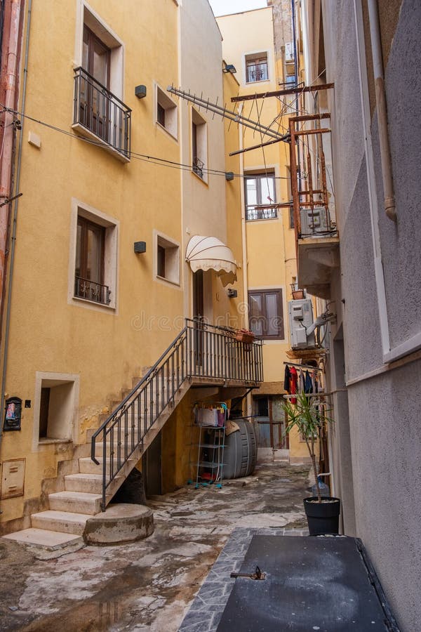 Small Streets in Trapani on the West Coast of Sicily in Italy Stock ...