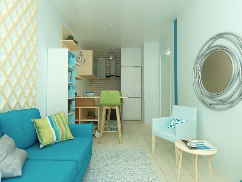 3D Illustration of Small Studio Flat Stock Illustration - Illustration ...