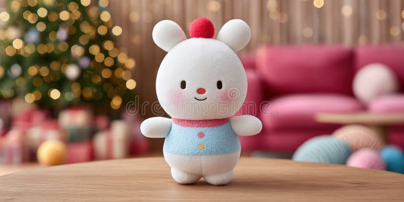 Small Stuffed Animal Sitting Alone on a Wooden Table with Soft Natural ...