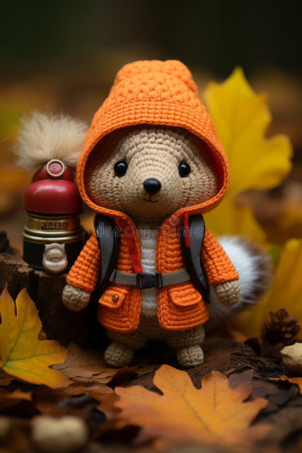 A Small Stuffed Animal Wearing an Orange Coat Stock Illustration ...