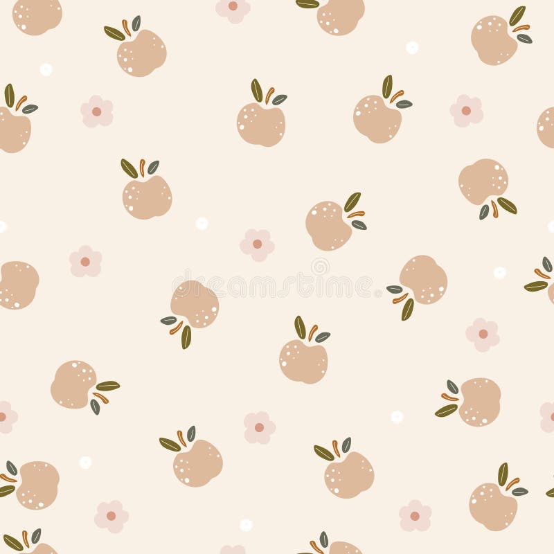 Small Stylized Apples, Flowers and White Dots. Stock Vector ...