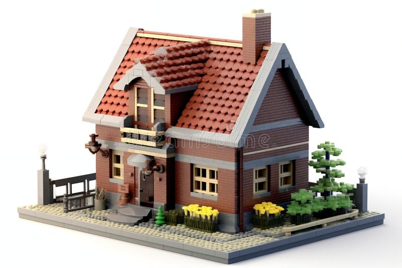 Small Suburban Brick House with Deck: Transparent Isolated Architecture ...