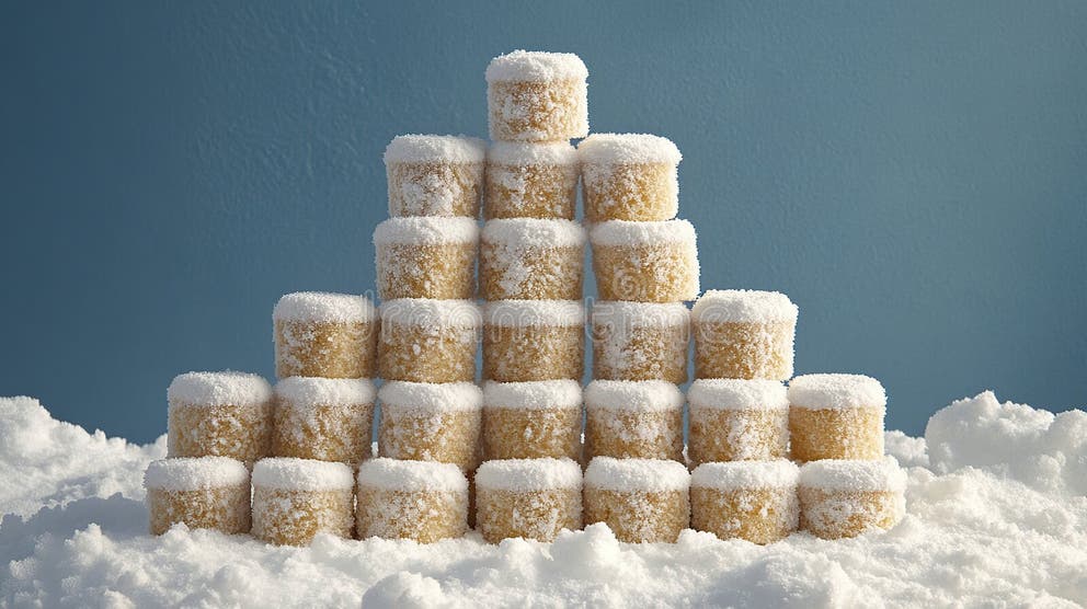 Small, Sugared Pastries Stacked in a Pyramid Shape on Snow Stock ...