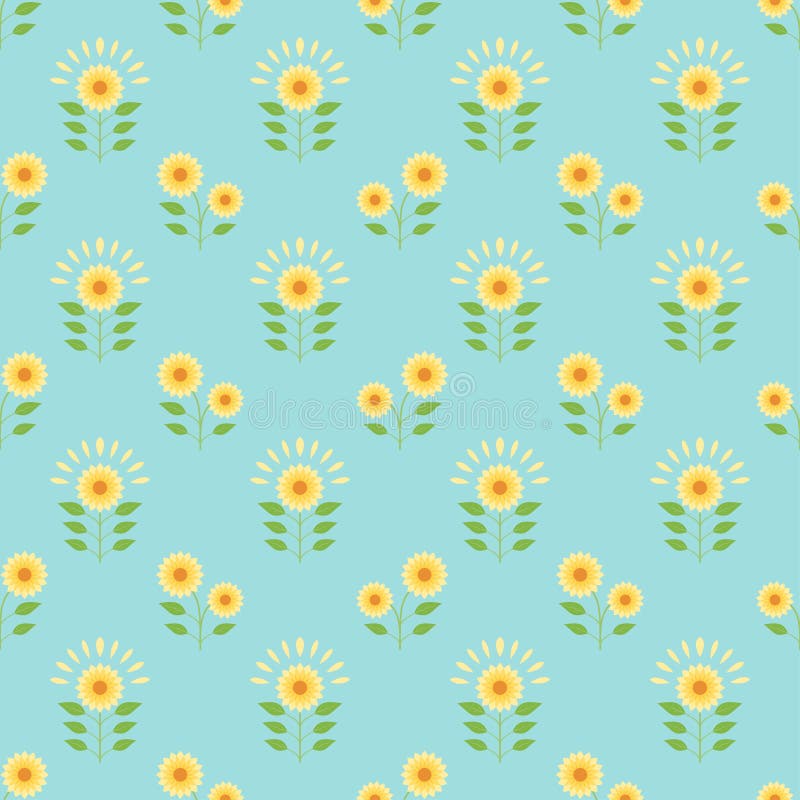 Small Sunflower Feild Seamless Pattern Vector Background Stock Vector ...