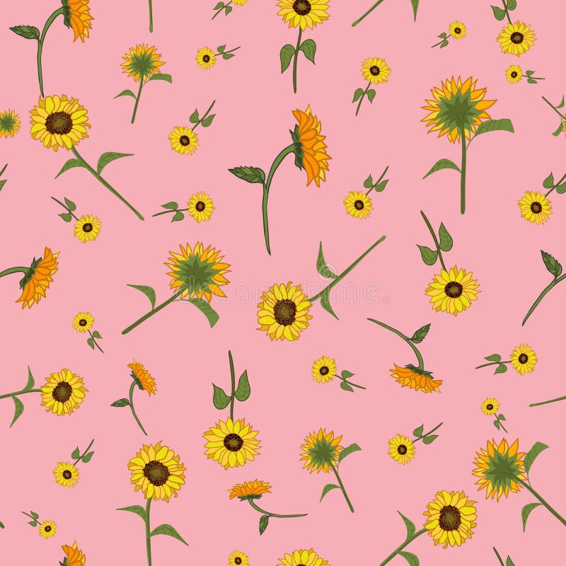 Small Sunflowers Seamless Pattern Design Stock Vector - Illustration of ...