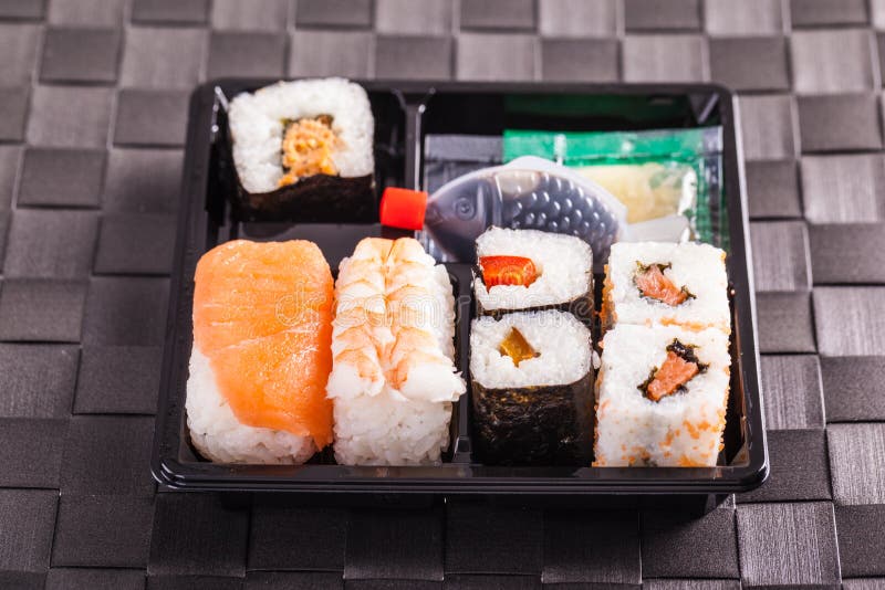 Small sushi tray stock image. Image of garnish, healthy - 57753287