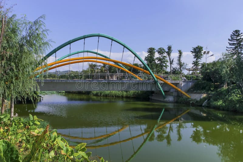 Small Suspension Steel Bridge Structure Detail. Steel Structure Support ...