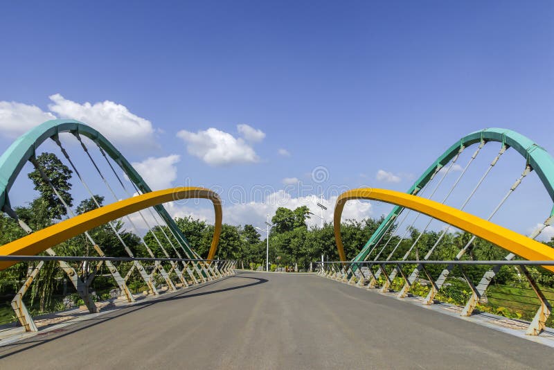 Small Suspension Steel Bridge Structure Detail. Steel Structure Support ...