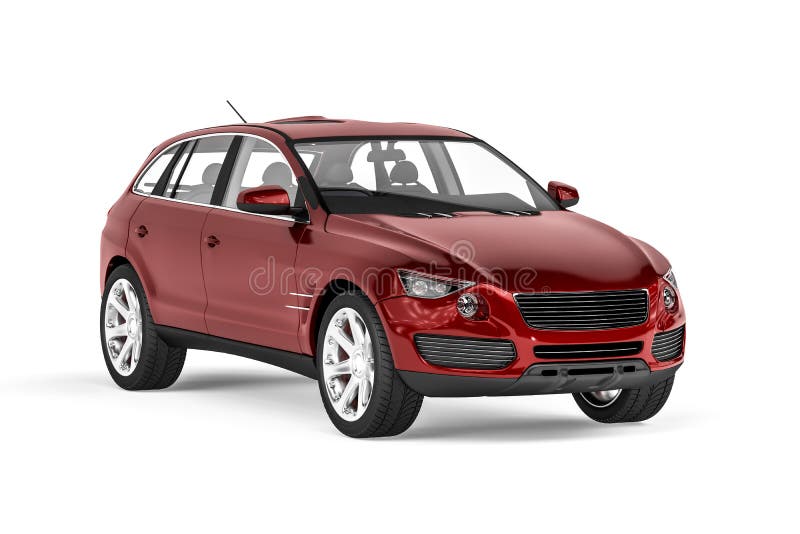 Small SUV Car in Metallic Red Isolated on a White Background - Front ...