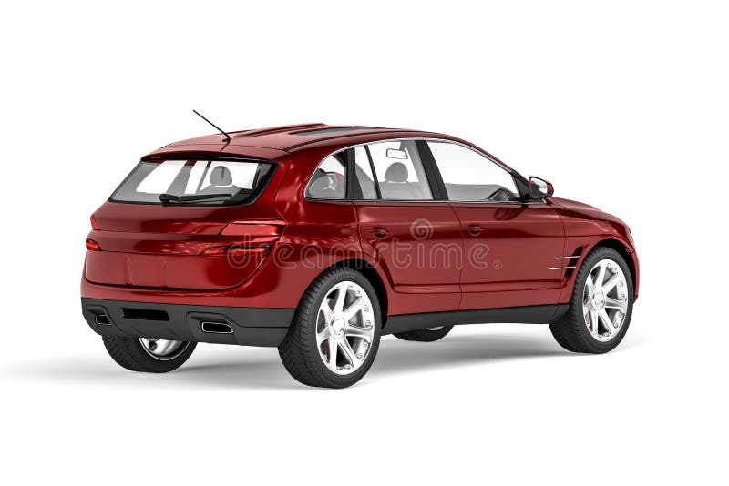 Small SUV Car in Metallic Red Isolated on a White Background - Rear ...