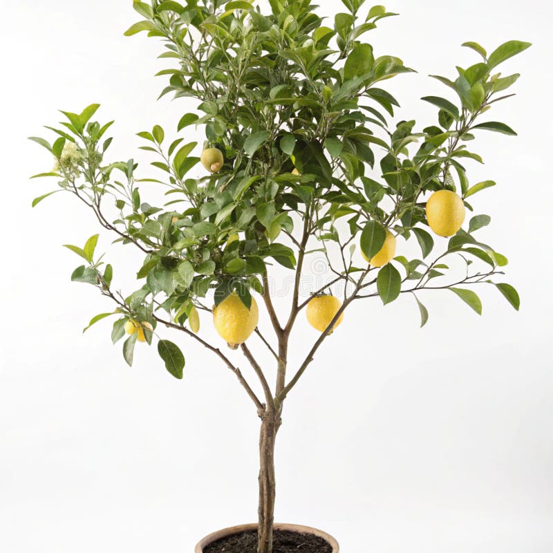 Small Sweet Lemon Tree with Sweet Lemon on White Background Stock ...