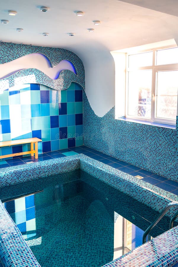 Small Swimming Pool with Blue Cold Water at the Bath Complex Stock ...